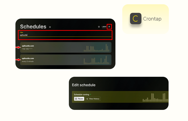 Label crons and pause/resume schedules